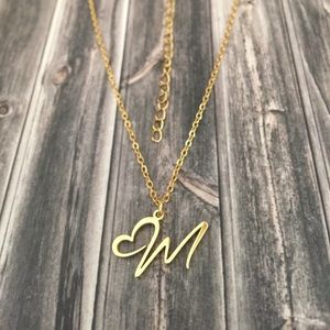 Jewelry | Letter M Cursive Heart Initial Necklace | Poshmark